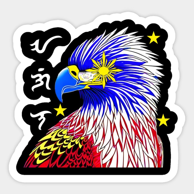 Colorful Philippine Eagle Graphic Design - Eagle - Sticker | TeePublic